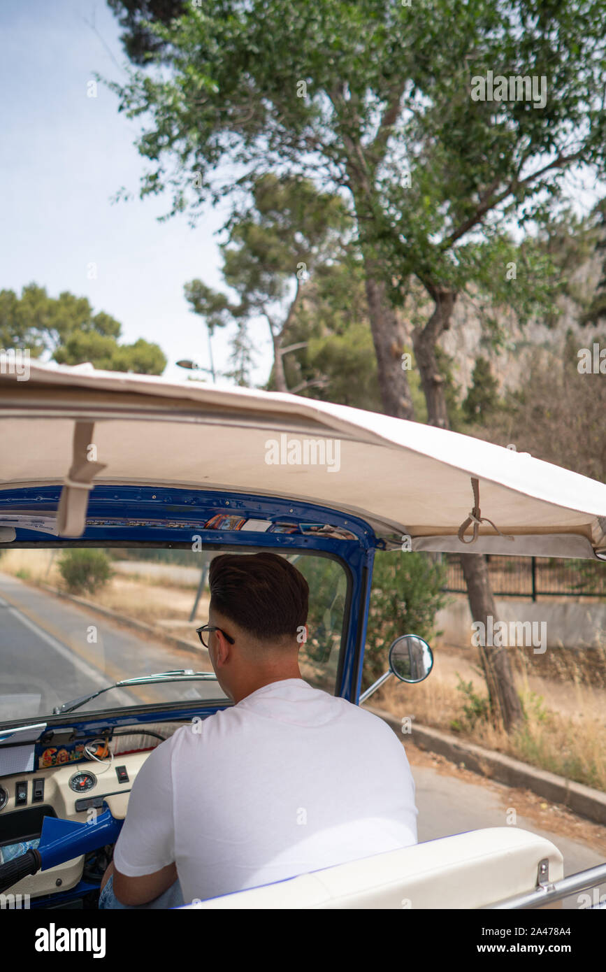 Auto Rickshaw Taxi Driving to Coastal Town Mondello Stock Photo - Alamy