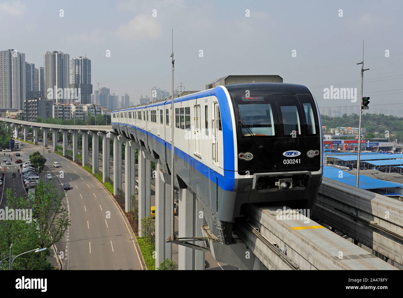 Monorail train on Chongqing metro line 3, China Stock Photo - Alamy