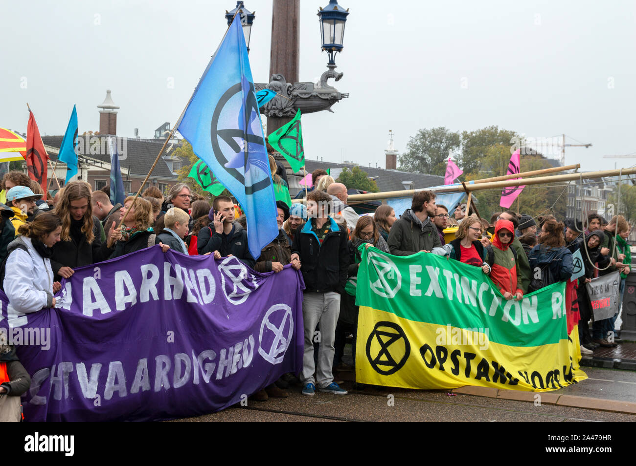 Group Protesters At The Climate Demonstration From The Extinction ...