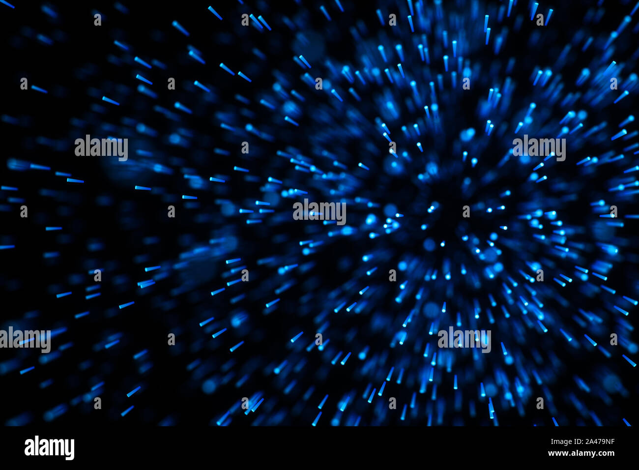 Flowing and glowing particles with dark background, 3d rendering ...