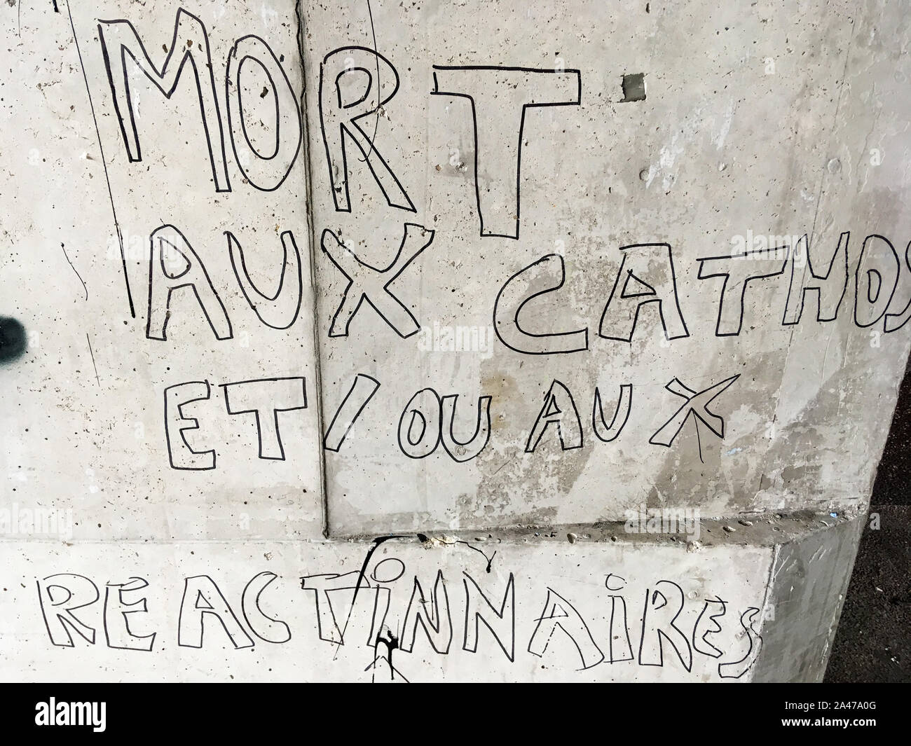 Pro-PMA (Medically assisted procreation) graffitis, Lyon, France Stock ...