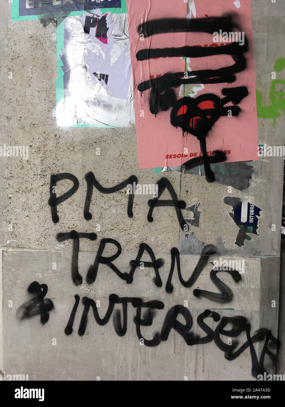 Pro-PMA (Medically assisted procreation) graffitis, Lyon, France Stock ...