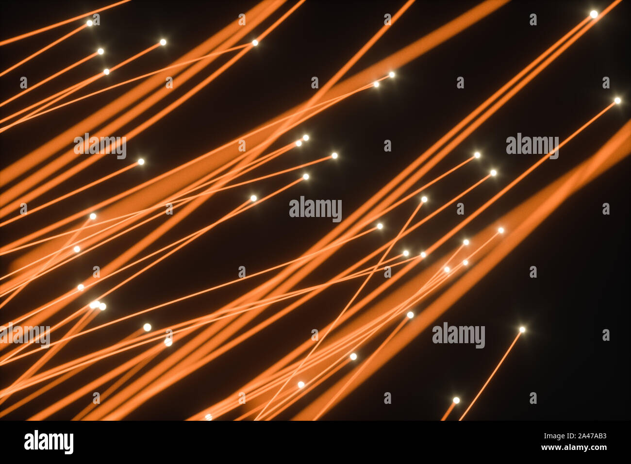 Flowing and glowing particles with dark background, 3d rendering ...