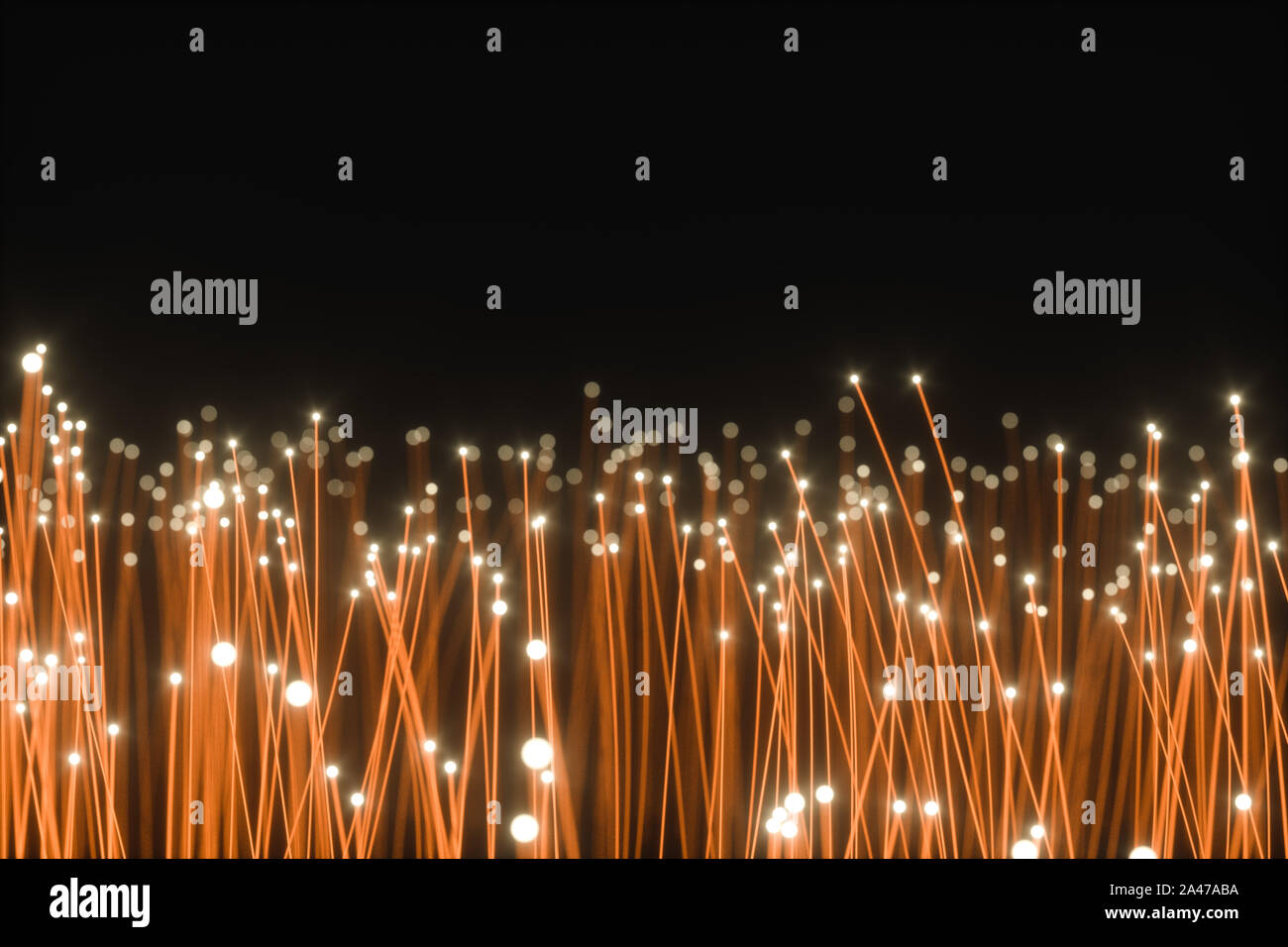 Flowing and glowing particles with dark background, 3d rendering ...