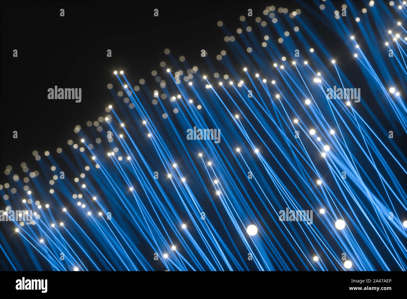 Flowing and glowing particles with dark background, 3d rendering ...