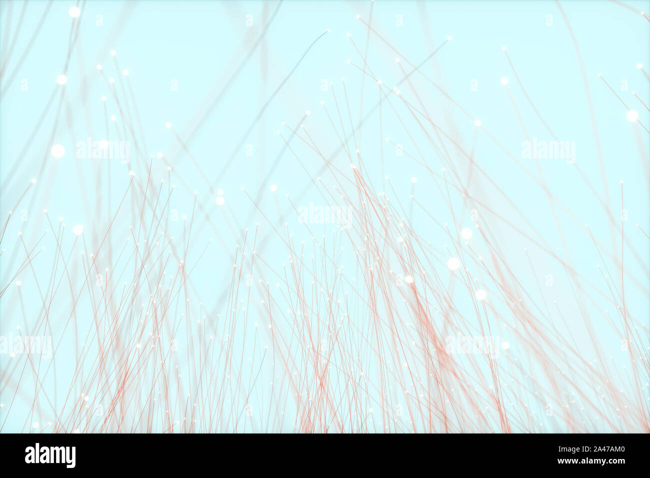 Flowing particles lines with white background, 3d rendering. Computer ...