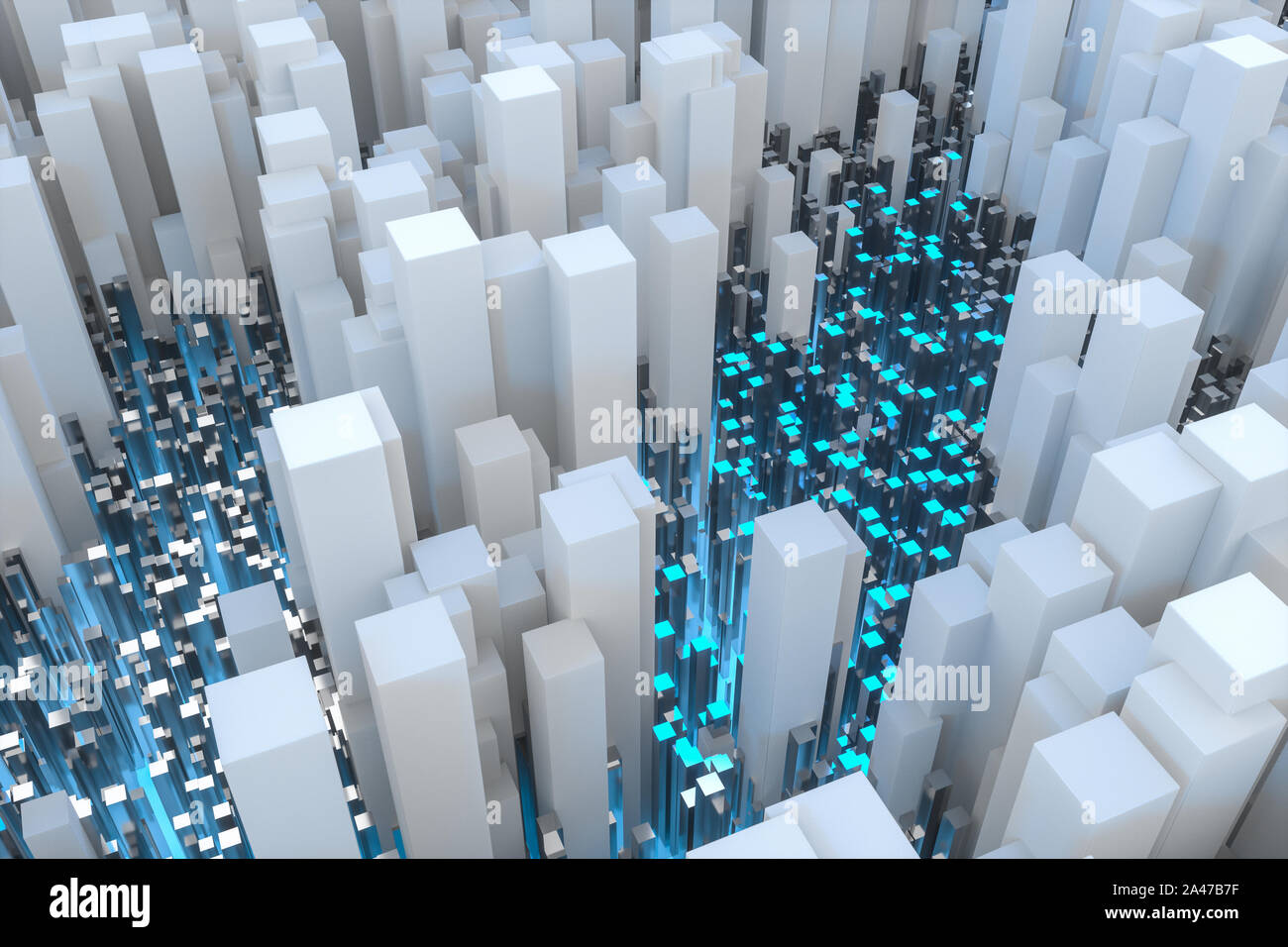 technical scene made up of repetitive columns, 3d rendering Stock Photo ...