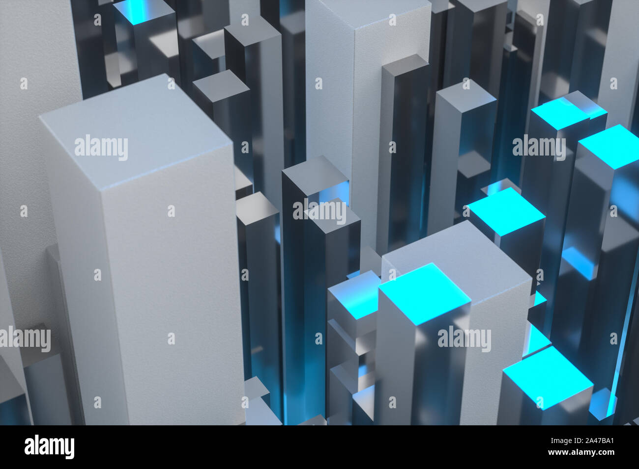 technical scene made up of repetitive columns, 3d rendering Stock Photo ...