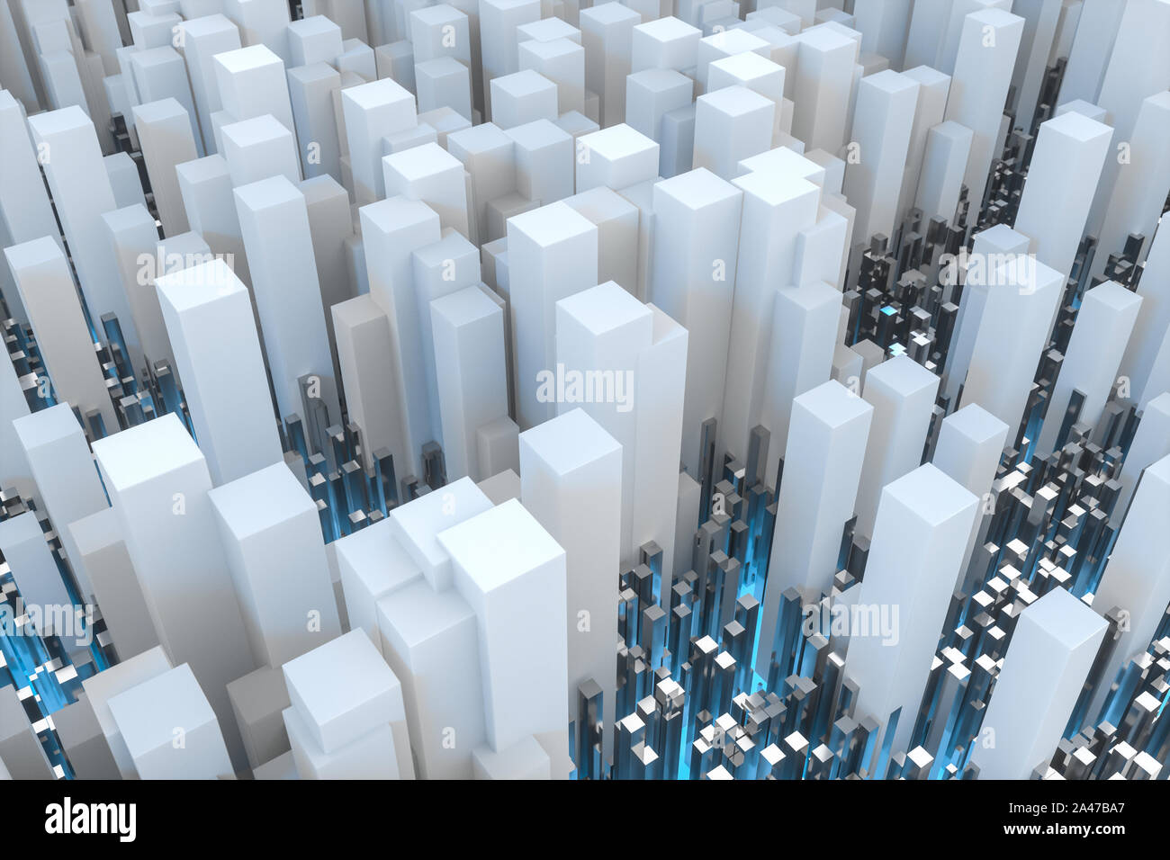 technical scene made up of repetitive columns, 3d rendering Stock Photo ...