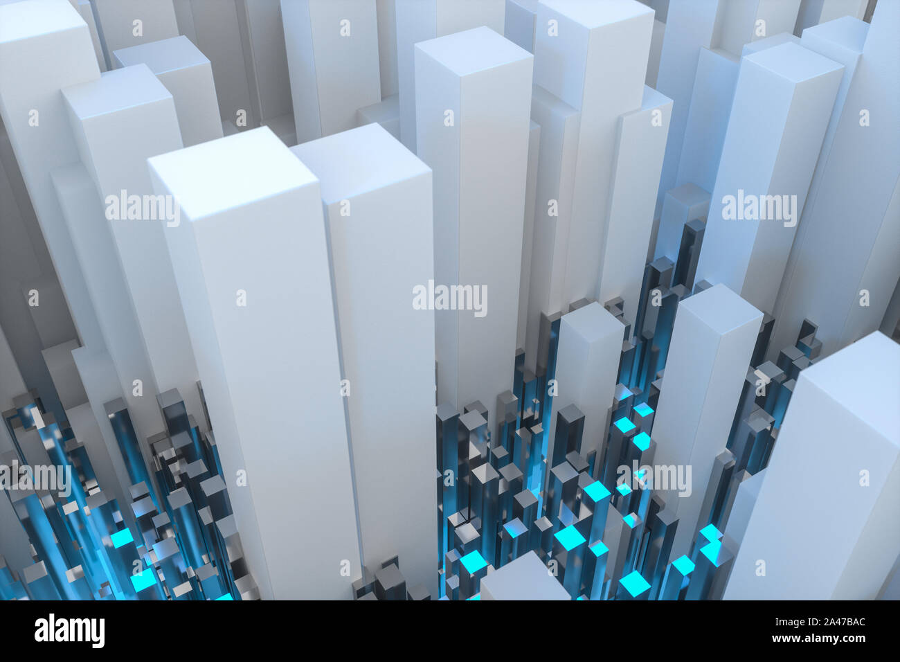 technical scene made up of repetitive columns, 3d rendering Stock Photo ...