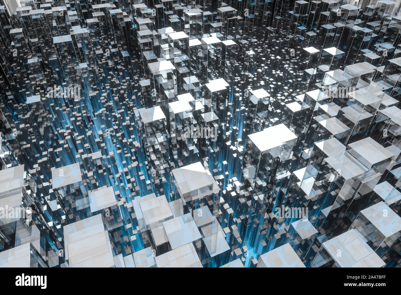 technical scene made up of repetitive columns, 3d rendering Stock Photo ...