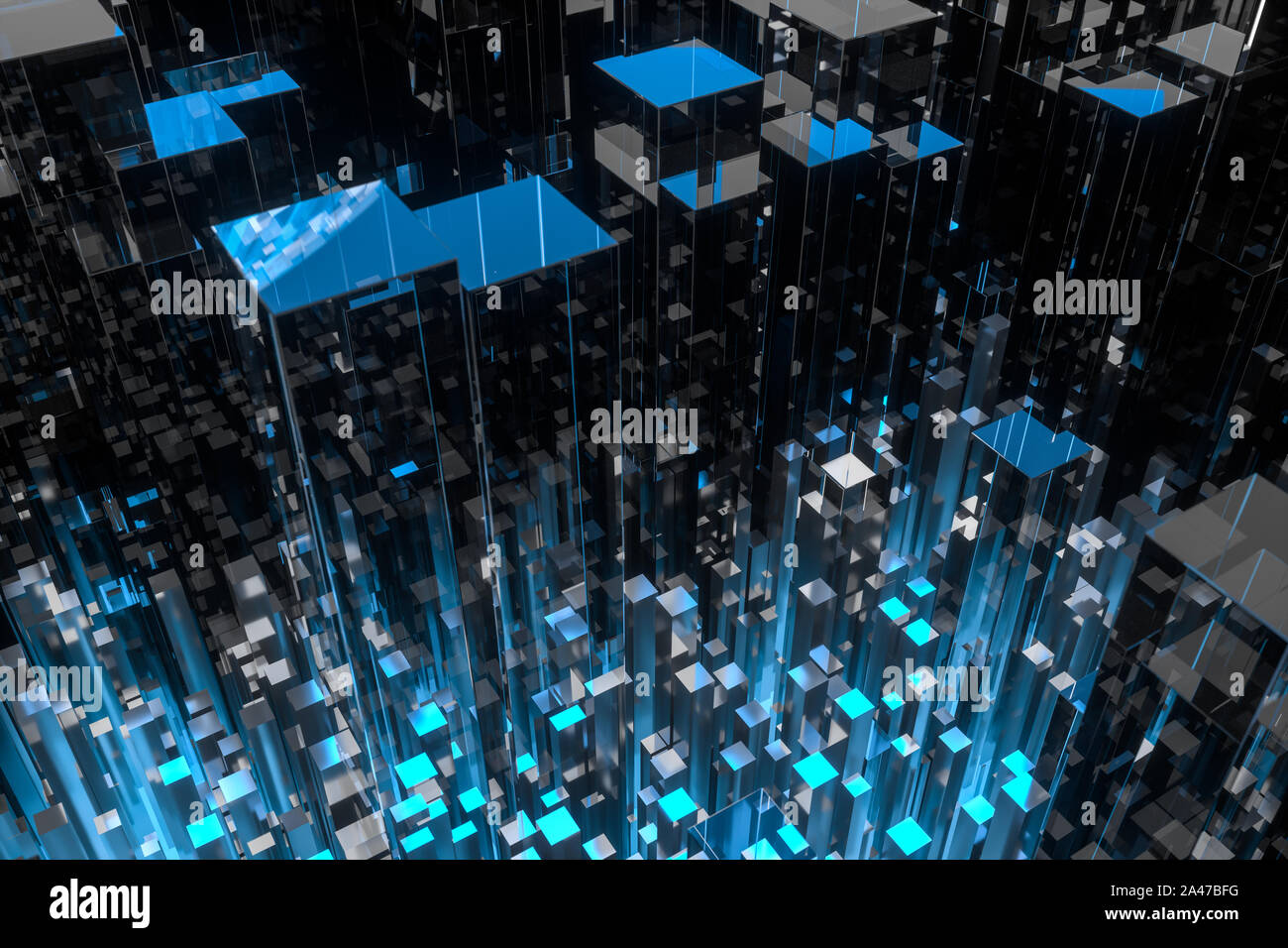 technical scene made up of repetitive columns, 3d rendering Stock Photo ...