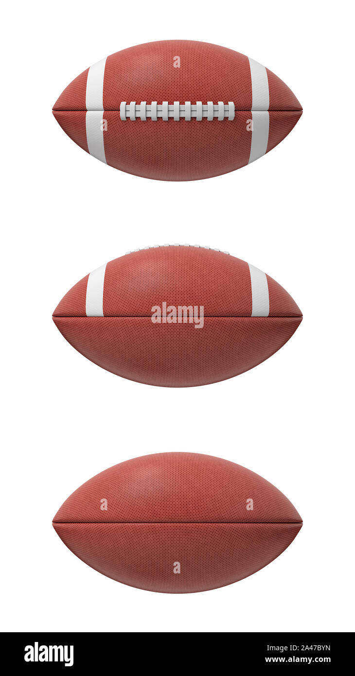 3d rendering set of oval American football ball isolated on a white ...
