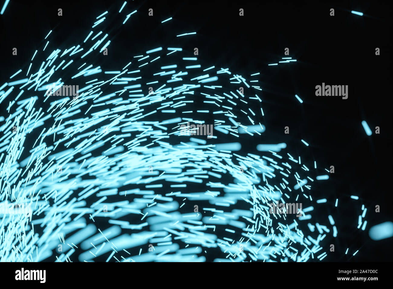 High speed vortex particles, 3d rendering. Computer digital drawing ...