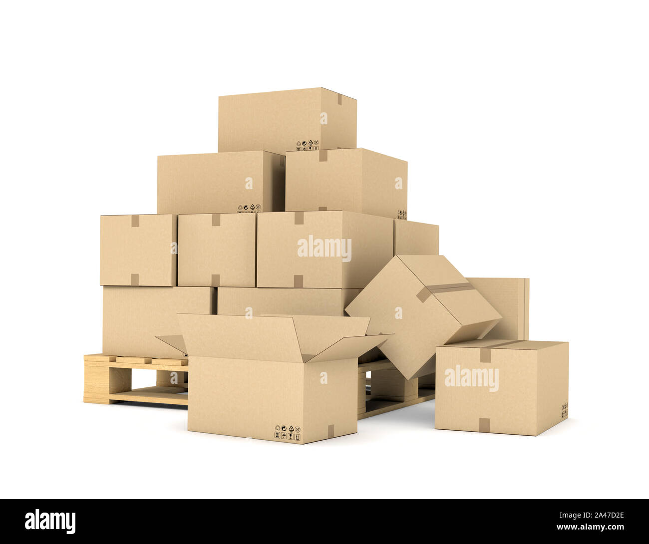 Boxes stacked on wooden pallet hi-res stock photography and images - Alamy