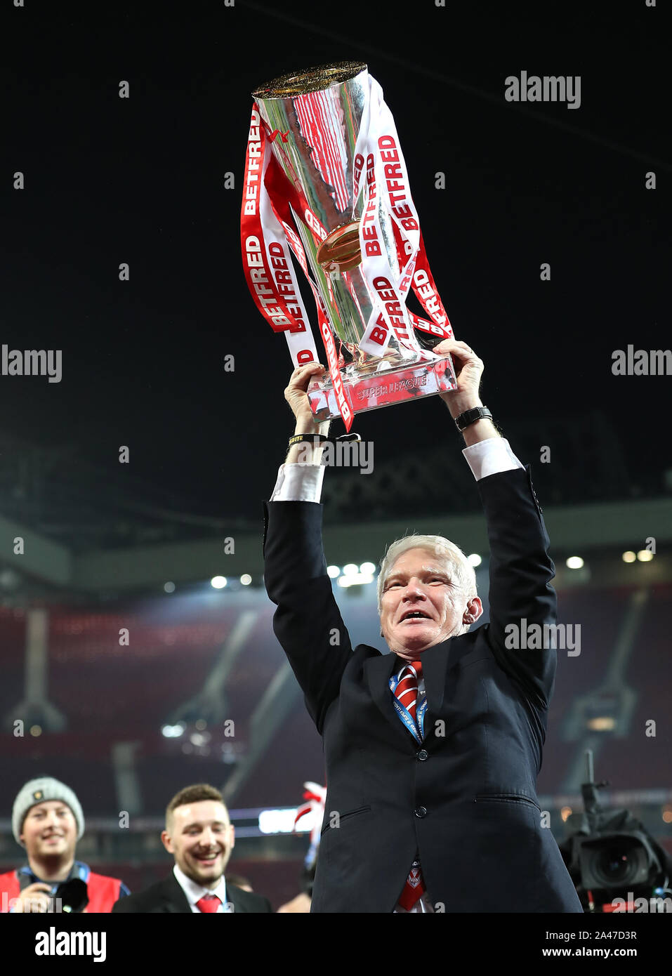 St helens owner eamonn mcmanus lifts trophy hi-res stock photography ...
