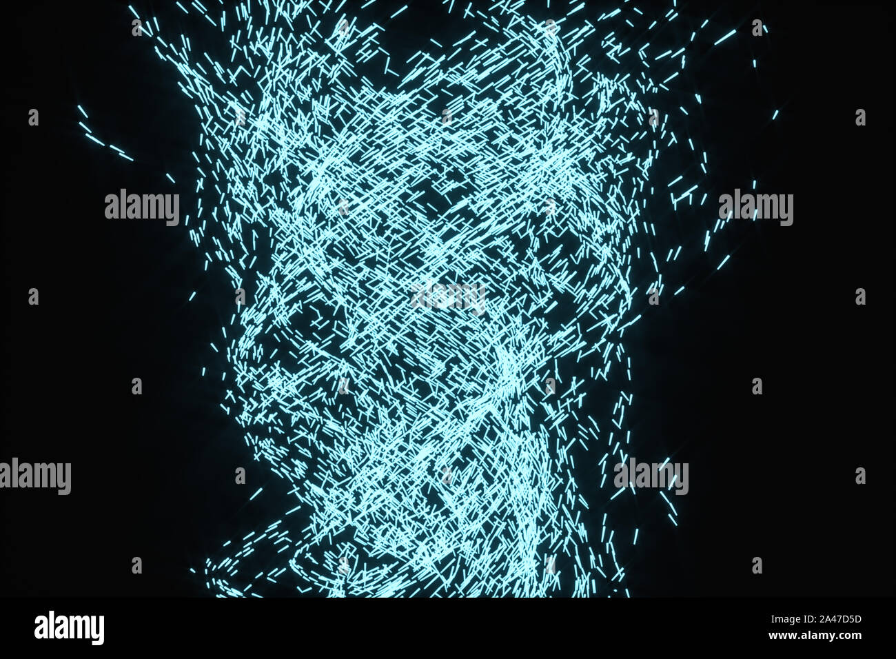 High speed vortex particles, 3d rendering. Computer digital drawing ...