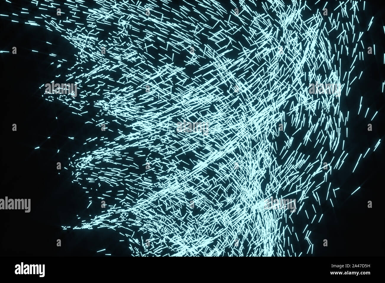 High speed vortex particles, 3d rendering. Computer digital drawing ...