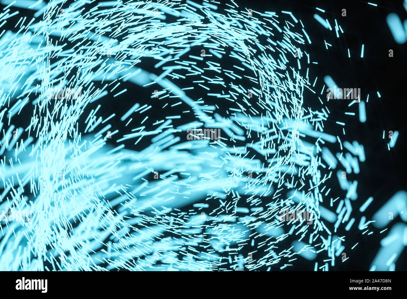 High speed vortex particles, 3d rendering. Computer digital drawing ...