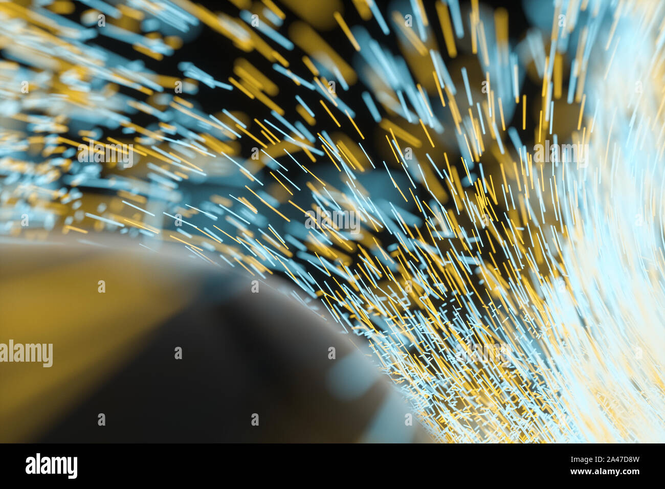 High speed vortex particles, 3d rendering. Computer digital drawing ...