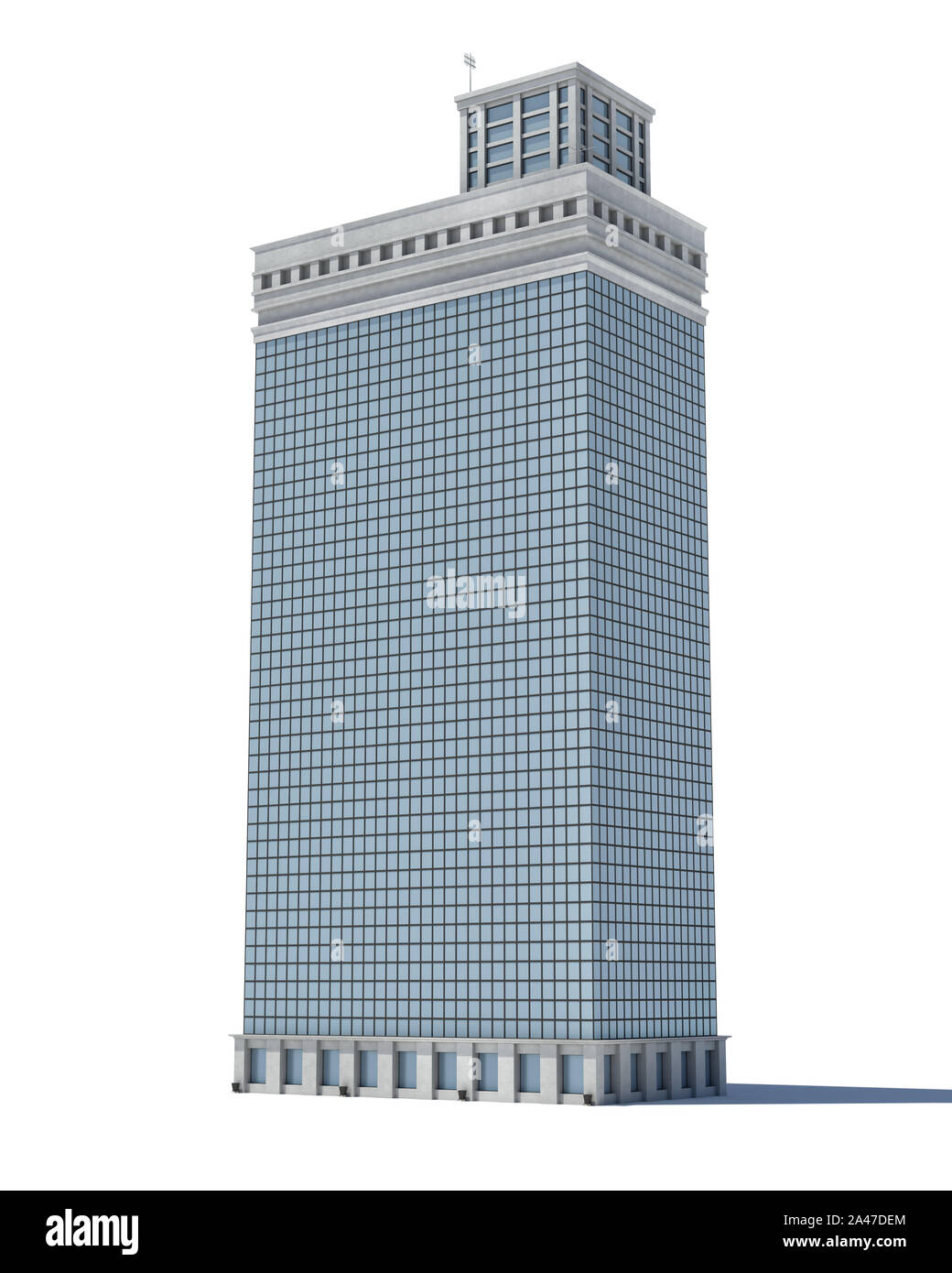 3d rendering of a white high office building with many large windows ...
