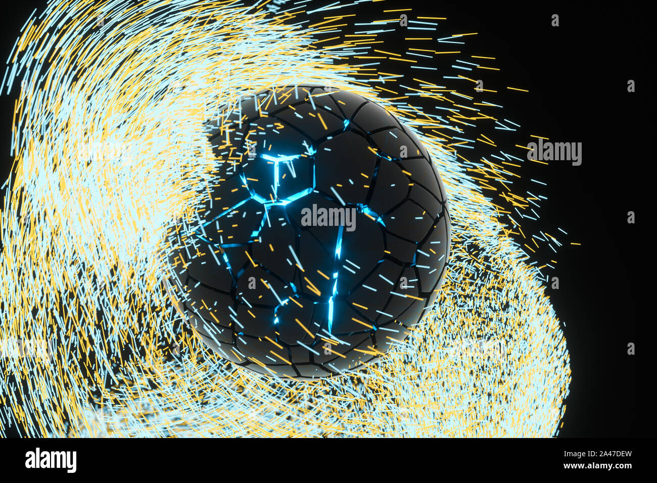 High speed vortex particles, 3d rendering. Computer digital drawing ...