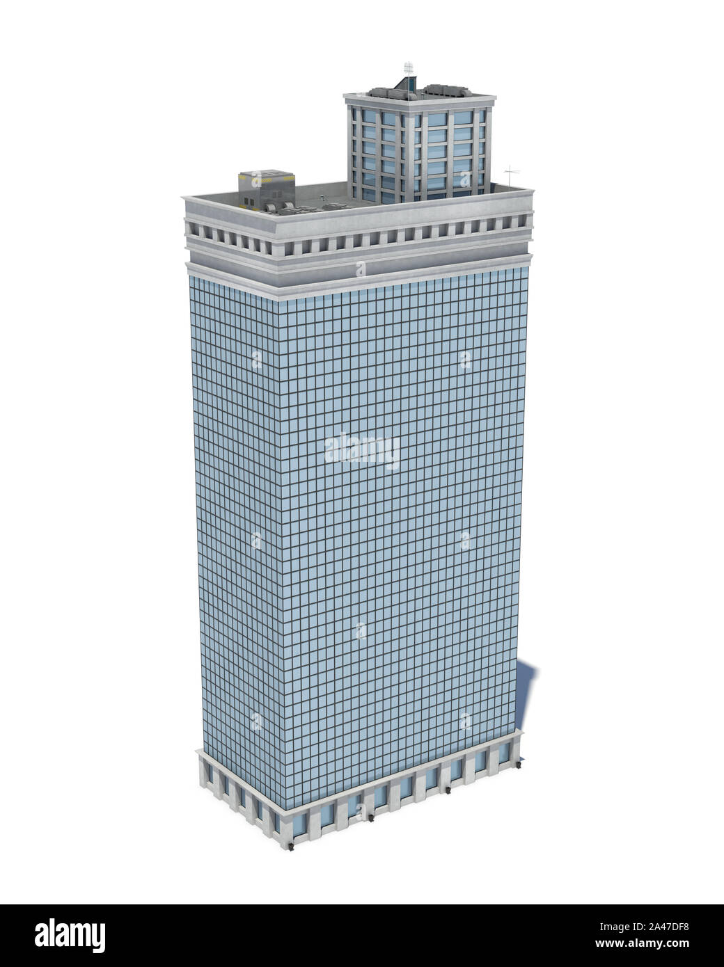 3d rendering of a white high office building with many large windows ...