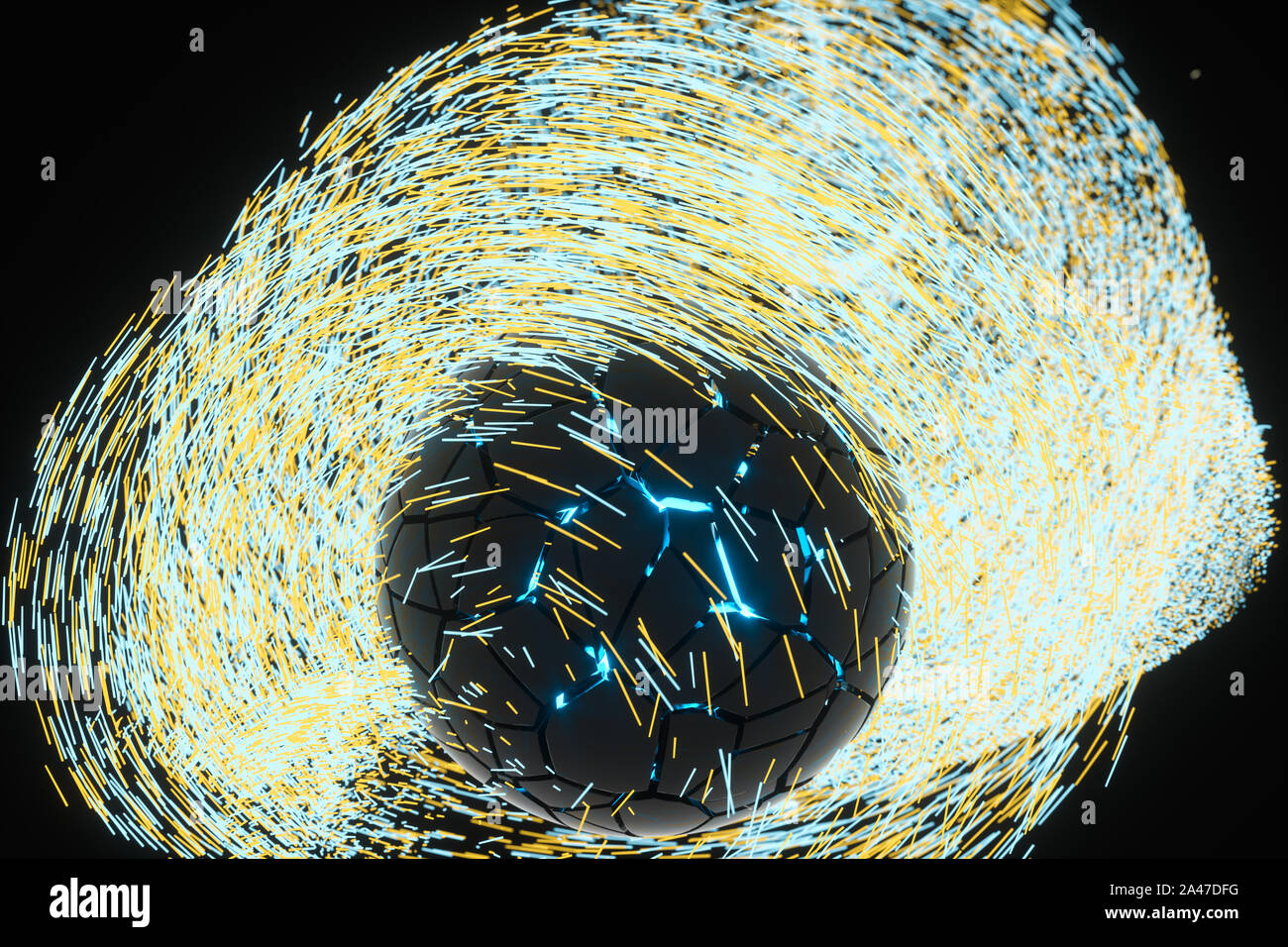 High speed vortex particles, 3d rendering. Computer digital drawing ...