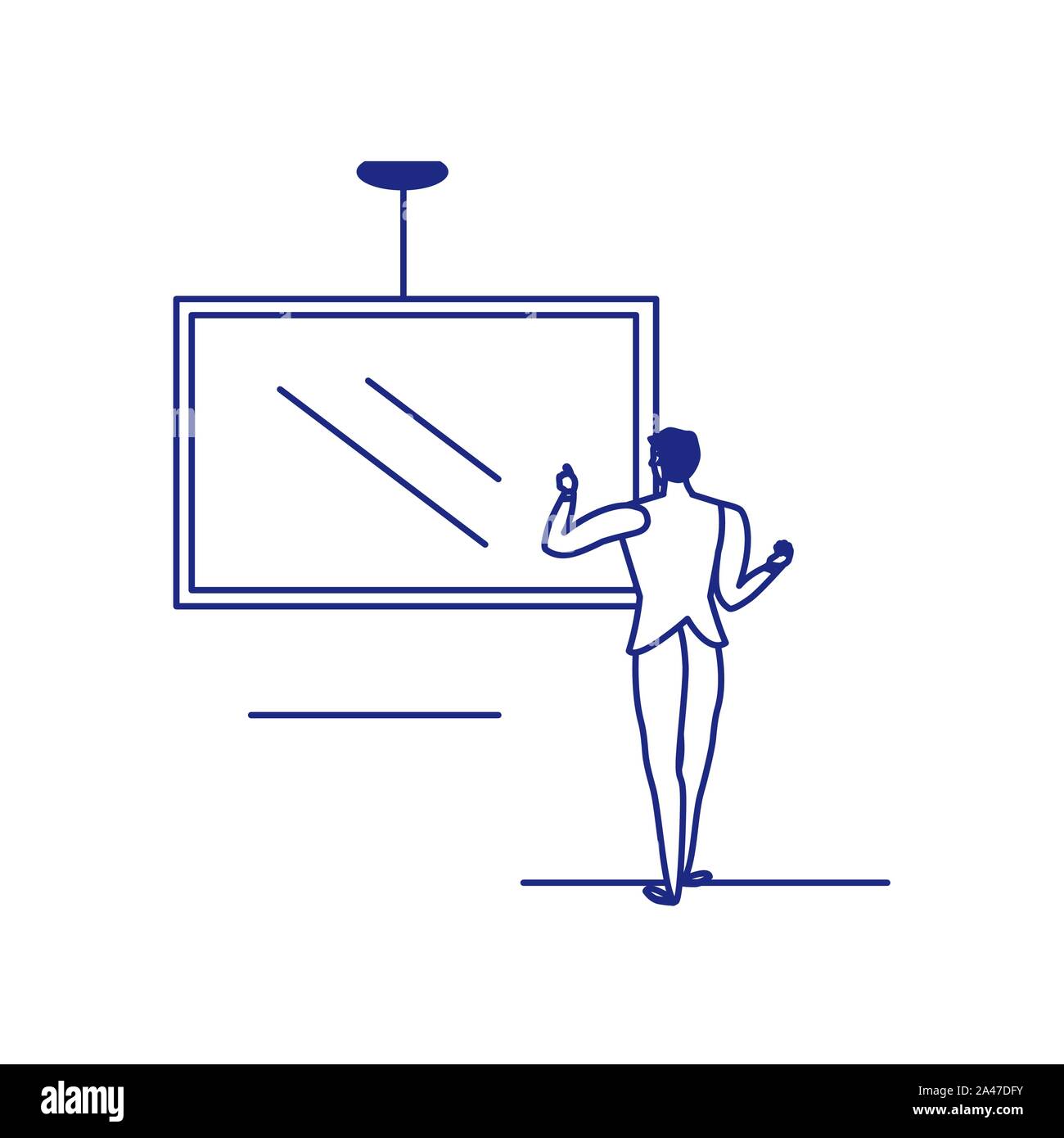 silhouette of man with screen in white background vector illustration ...