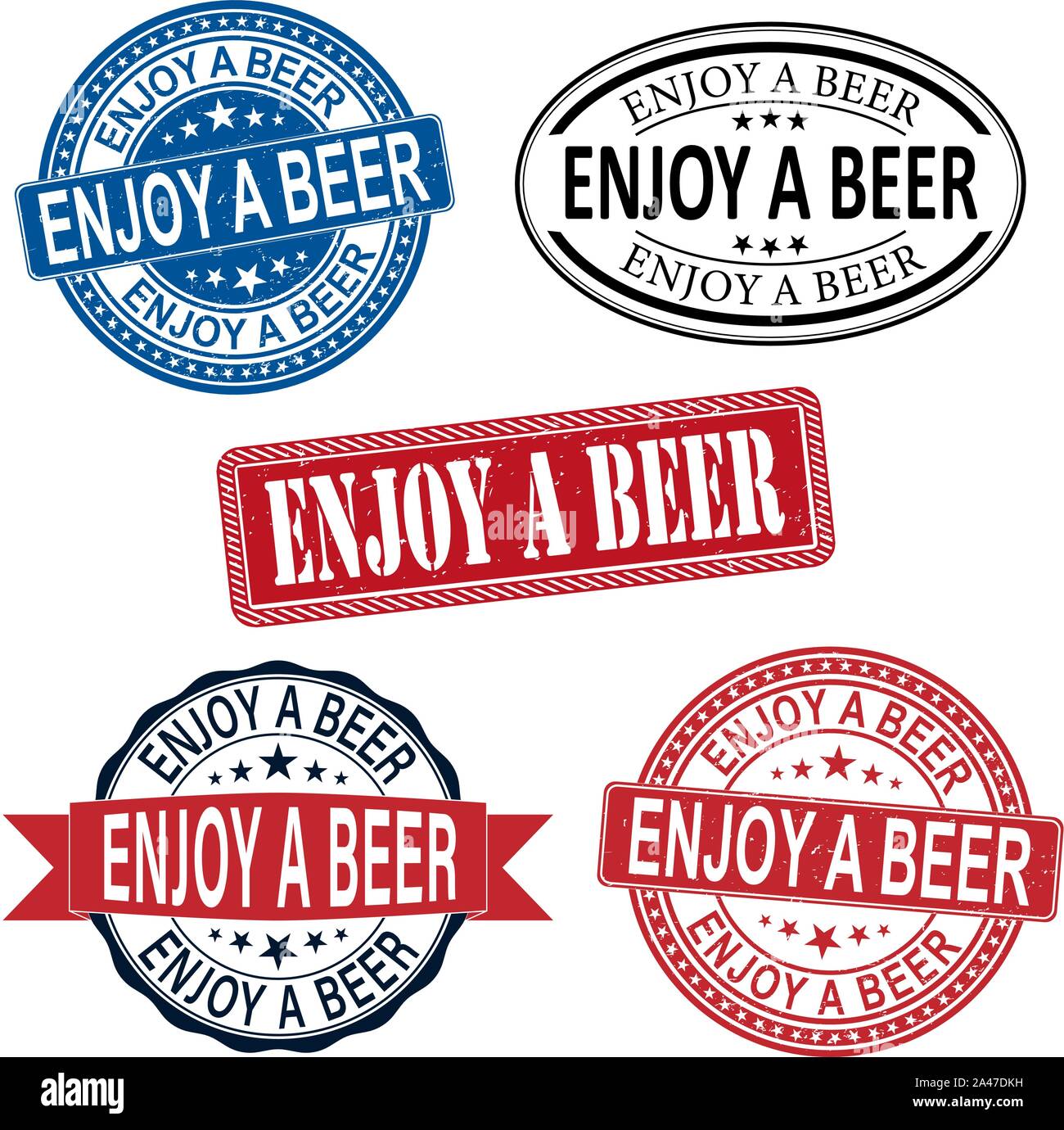 ENJOY A BEER SLOGAN PRINT VECTOR SET ON WHITE BACKGROUND Stock Vector ...