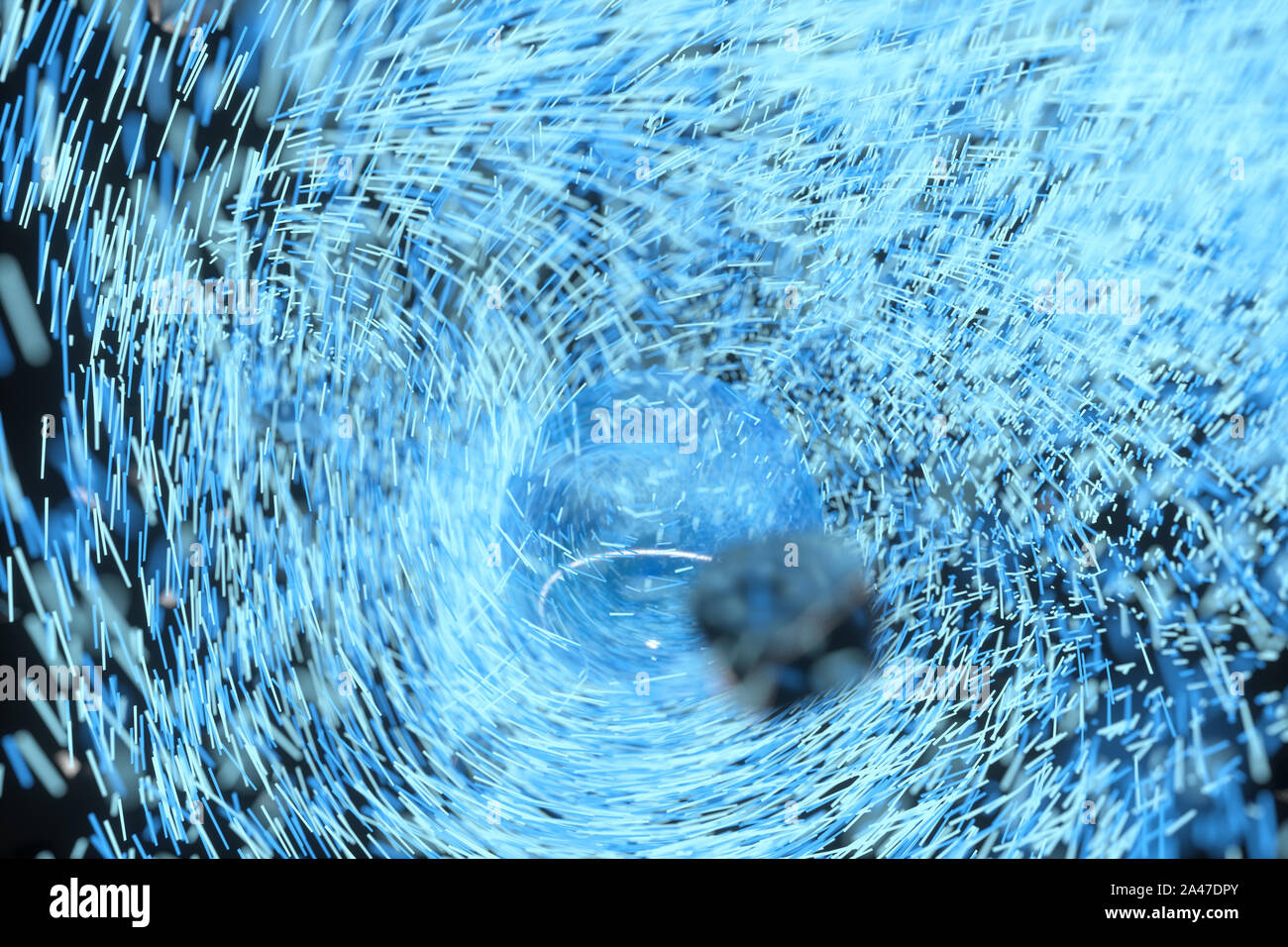 High speed vortex particles, 3d rendering. Computer digital drawing ...