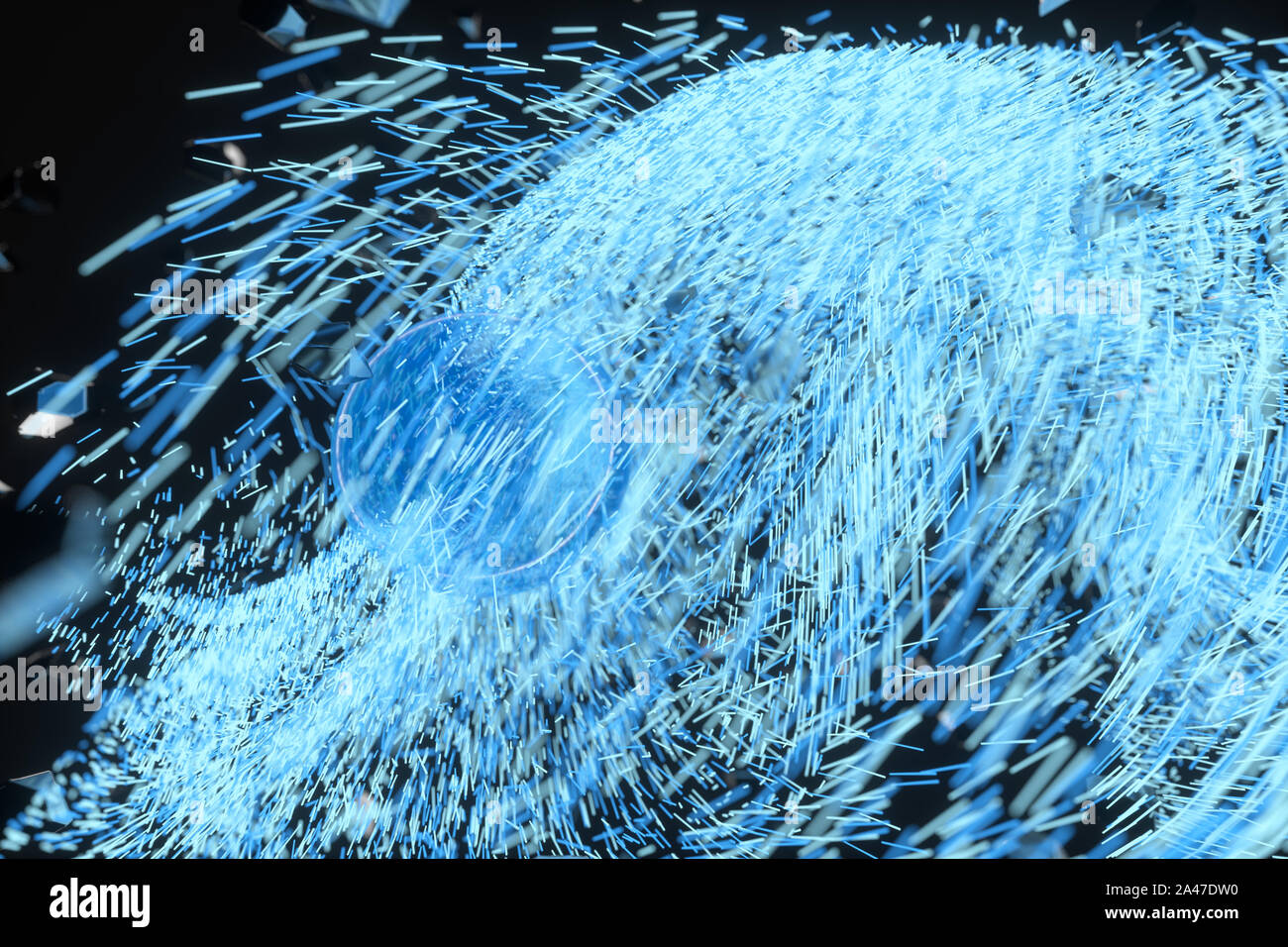 High speed vortex particles, 3d rendering. Computer digital drawing ...