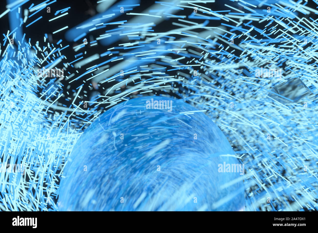 High speed vortex particles, 3d rendering. Computer digital drawing ...