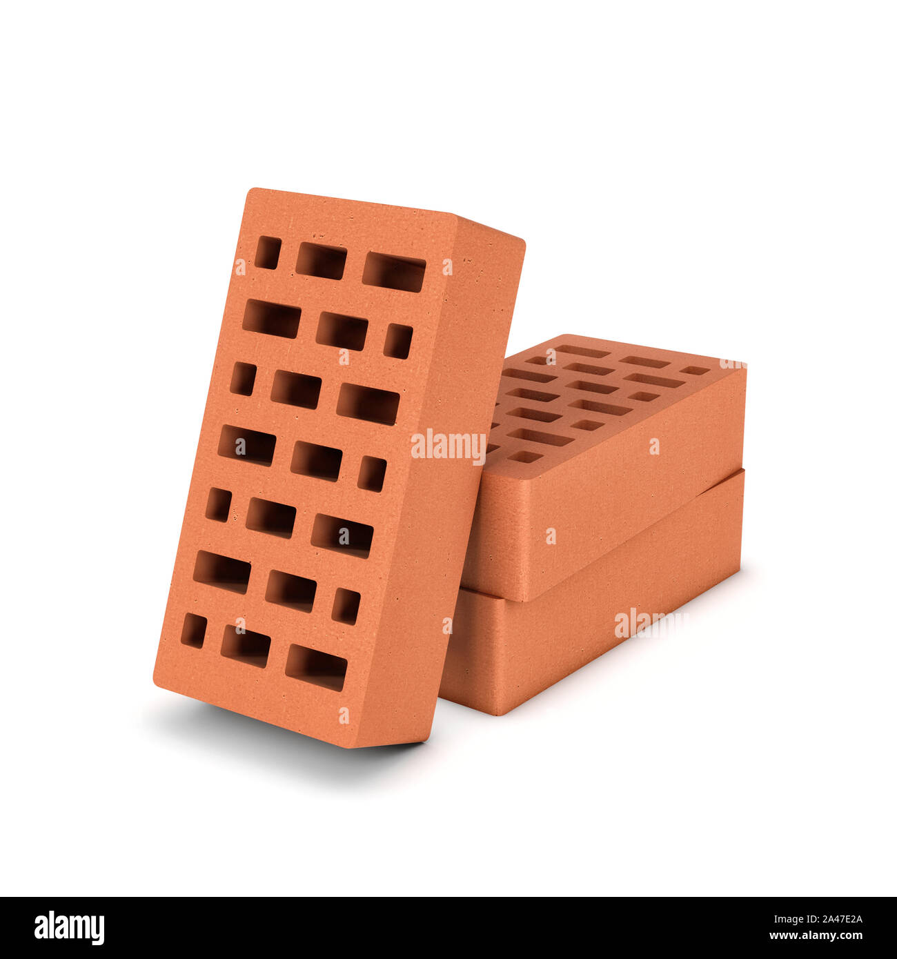 3d rendering of three face bricks isolated on a white background, two ...
