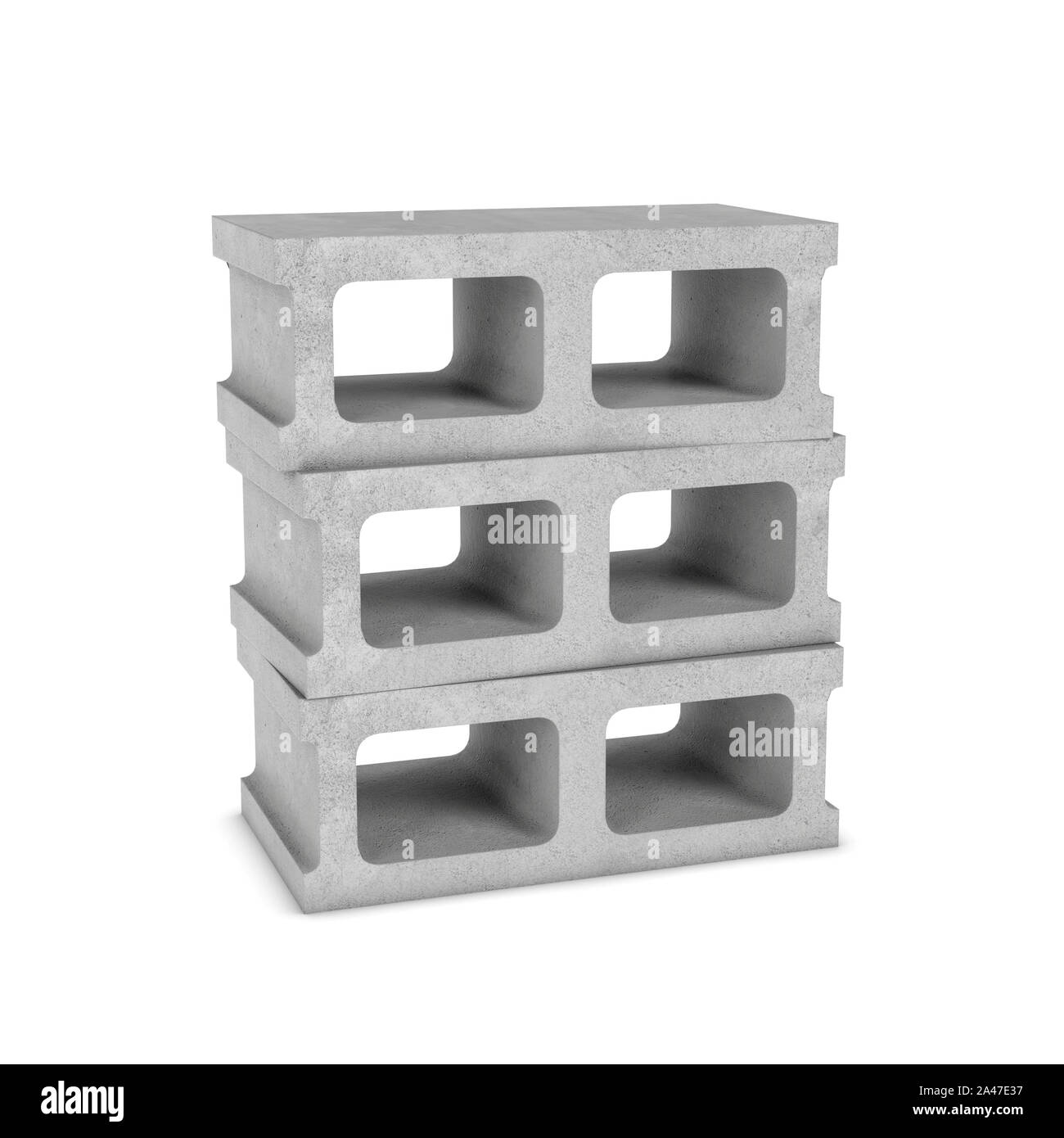 3d rendering of three cinder blocks isolated on the white background ...