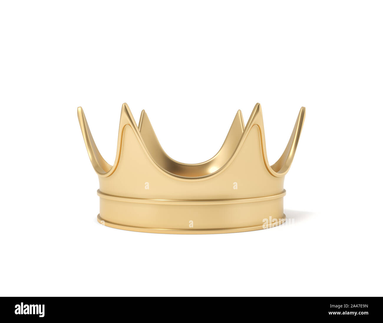 3d rendering of a single golden royal crown resting on a white ...