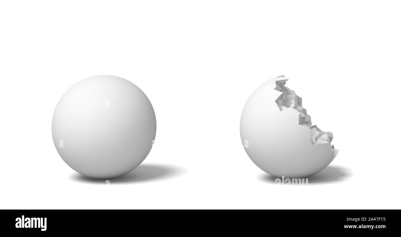 3d rendering of two isolated white round balls standing near each other ...