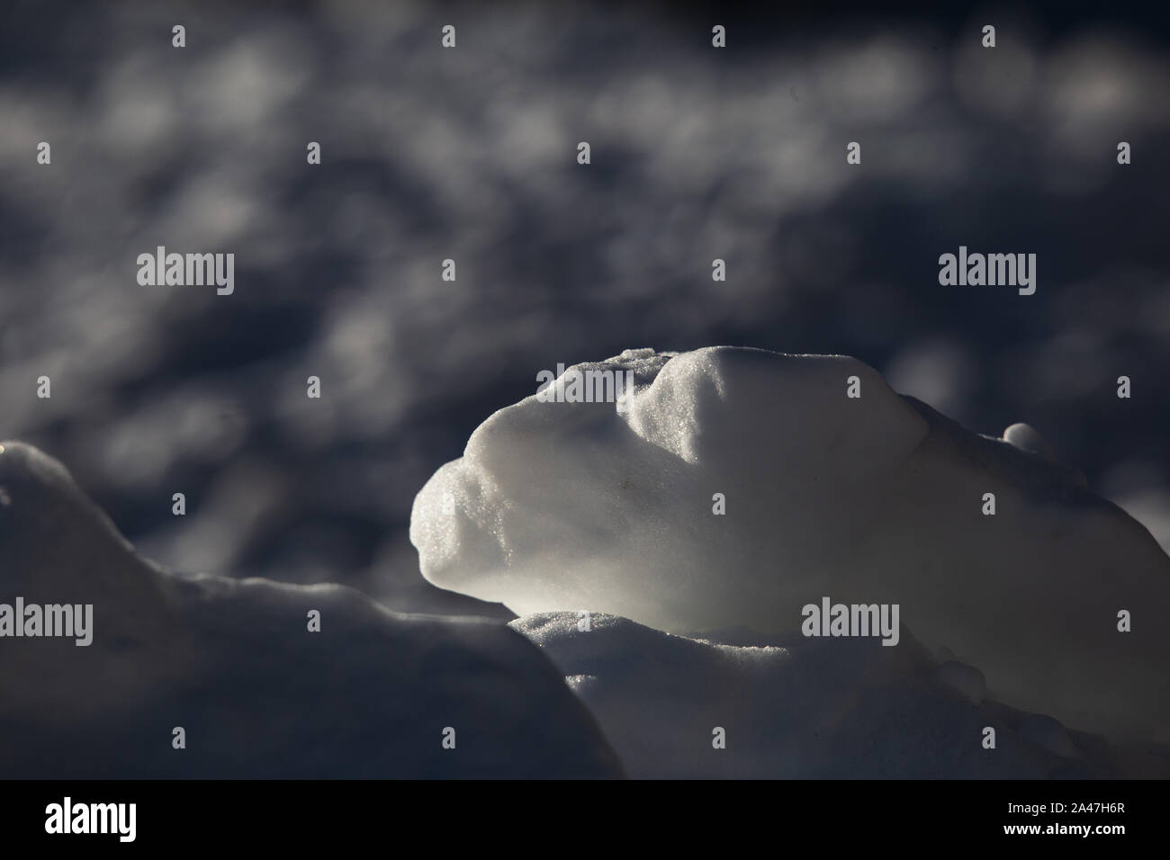 Detail of snowdrift shape and pieces of snow. Abstract background with ...