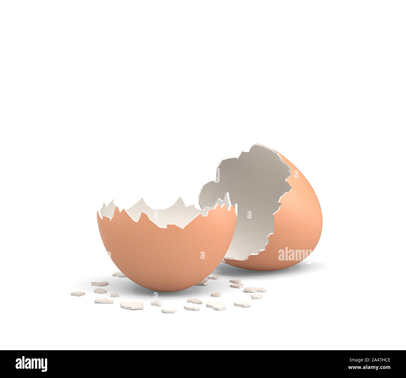 3d rendering of an empty and cracked chicken egg with a brown shell on ...