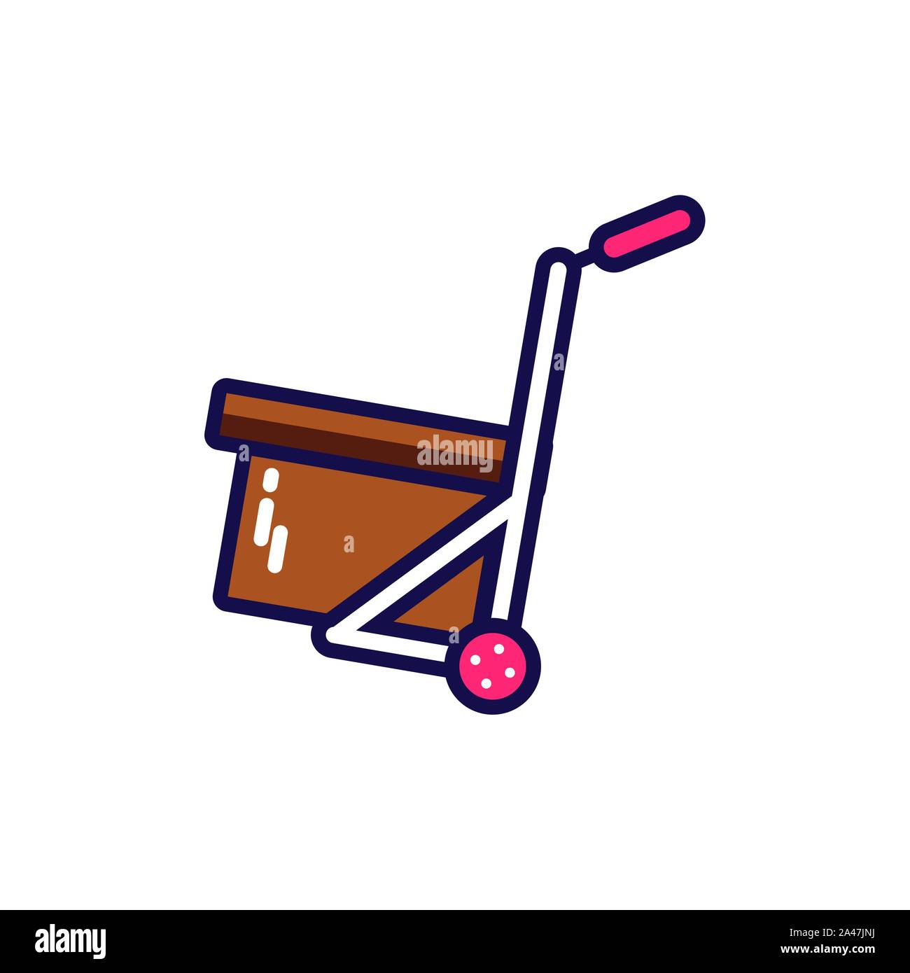 trolley delivery with box carton in white background vector ...