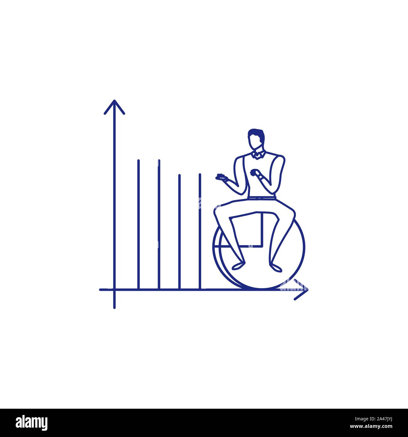 silhouette of man with statistic bars in white background vector ...