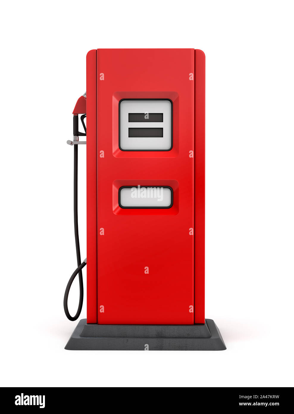 3d rendering of red gas pump in front view isolated on white background ...