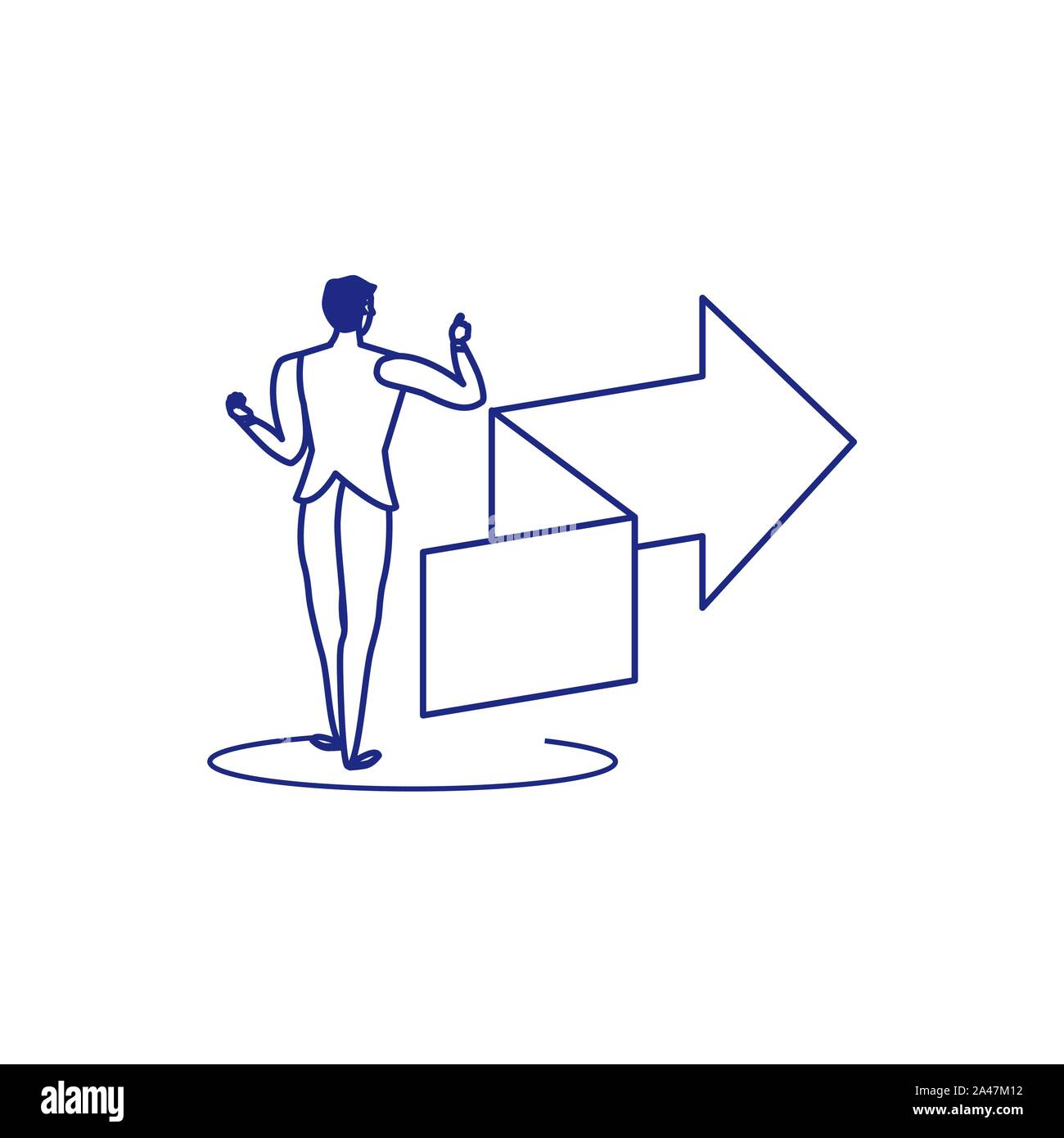 silhouette of man with arrow in white background vector illustration ...