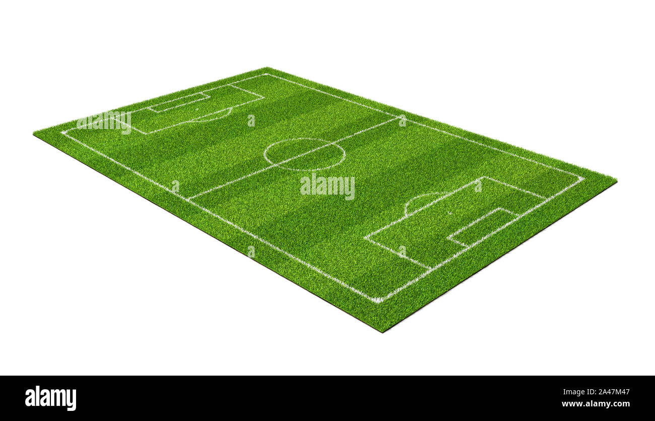 3d rendering of a soccer grass sport field with white lines. Outside ...