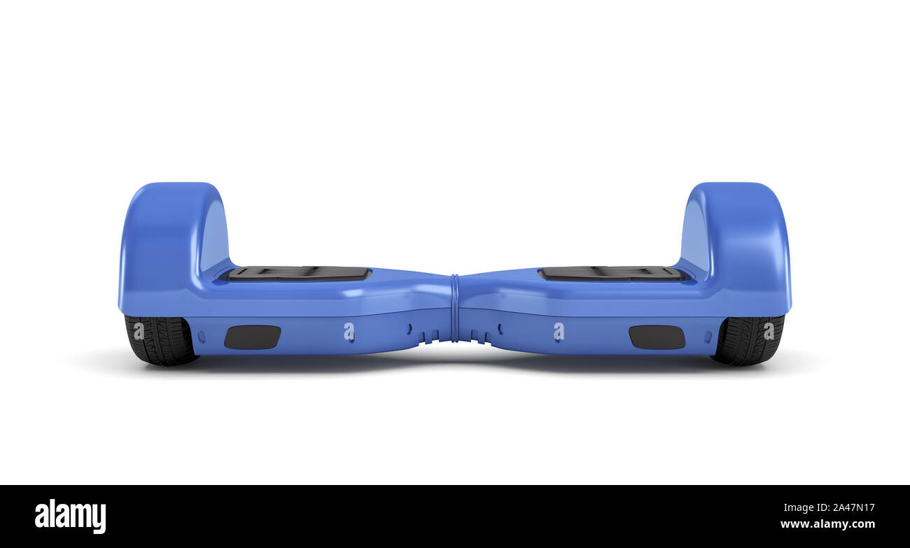 3d rendering of a single blue hoverboard in front view isolated on ...