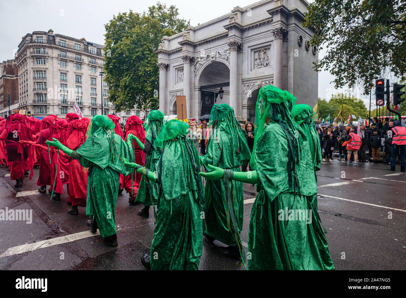 London, UK. 12th October 2019. XR Red Brigade at Marble Arch. Thousands ...