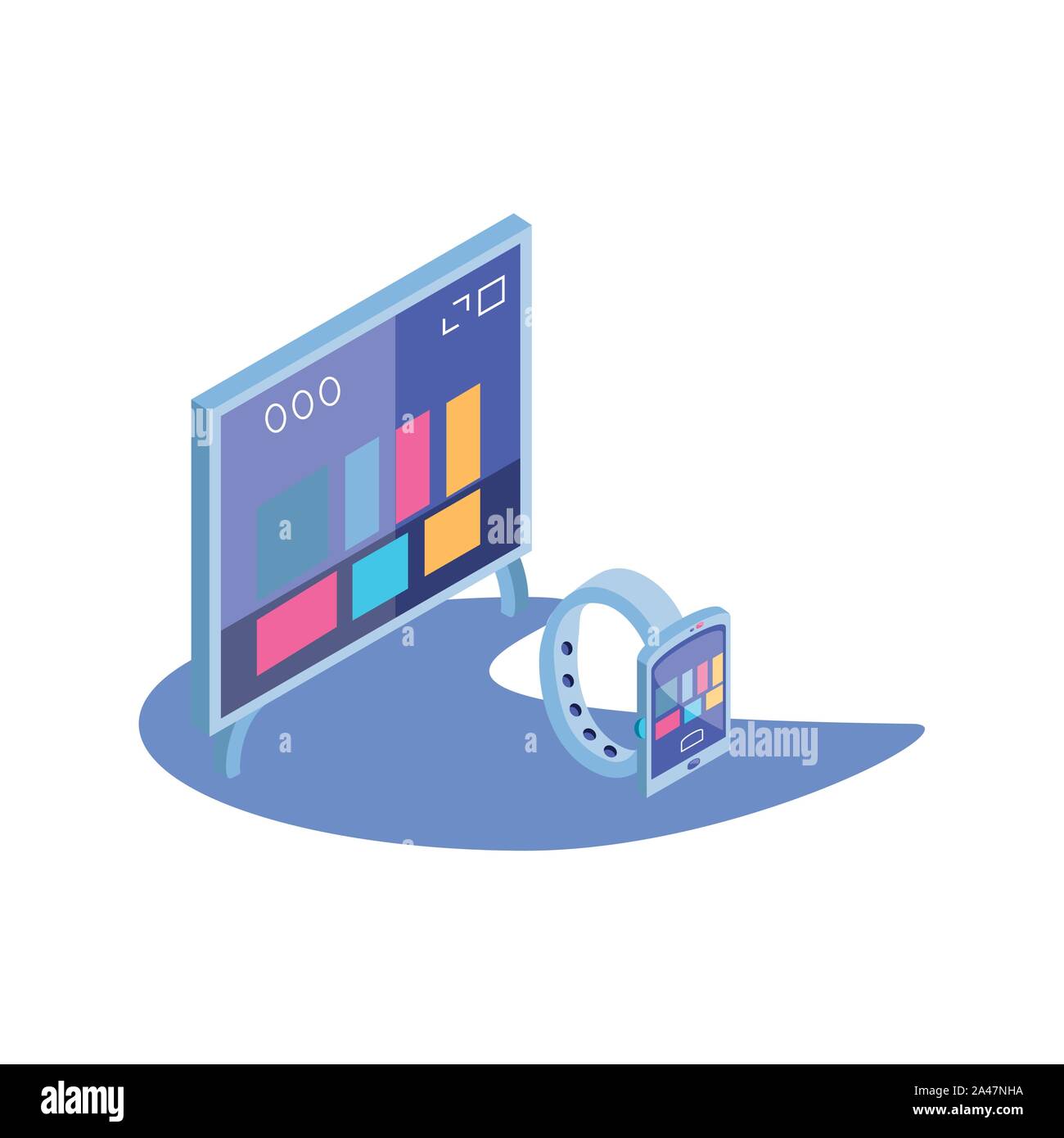 tv screen with smart watch vector illustration design Stock Vector ...