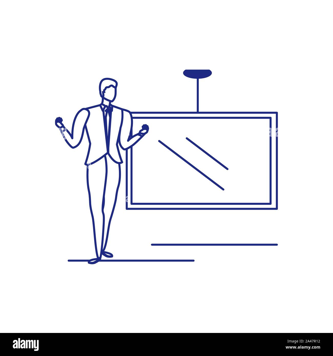 silhouette of man with screen in white background vector illustration ...