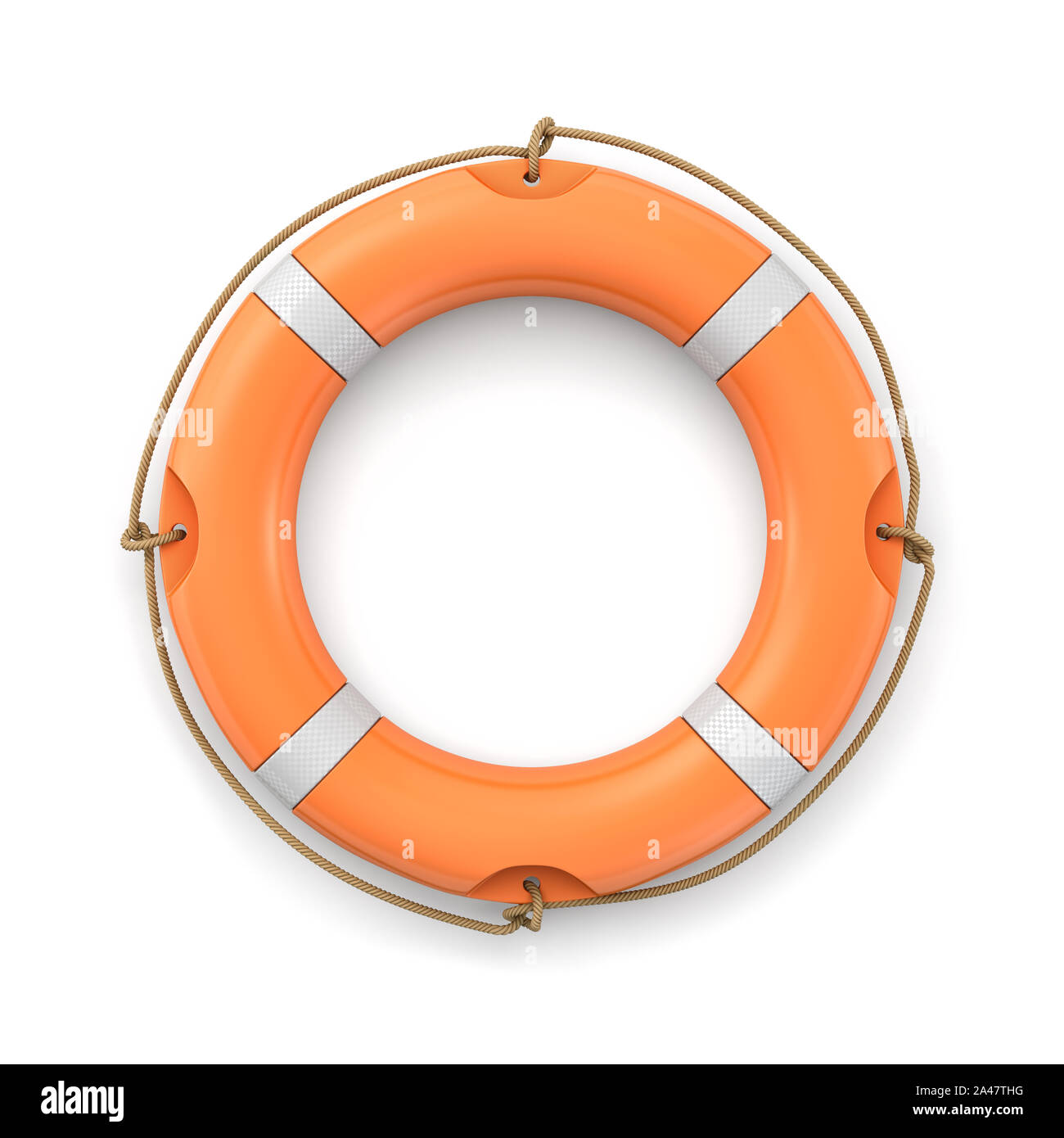 3d rendering of a single isolated orange life buoy isolated on white ...