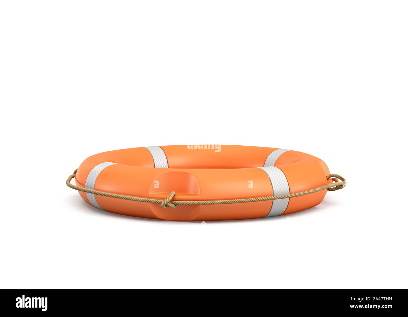 3d rendering of a single isolated orange life buoy isolated on white ...